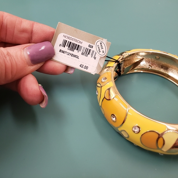 Sequin | Jewelry | Sequin Nwt Yellow Gold Jeweled Swirl Circle Enamel ...